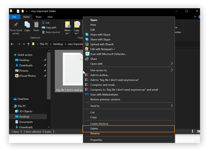 Como excluir arquivos no Windows permanentemente