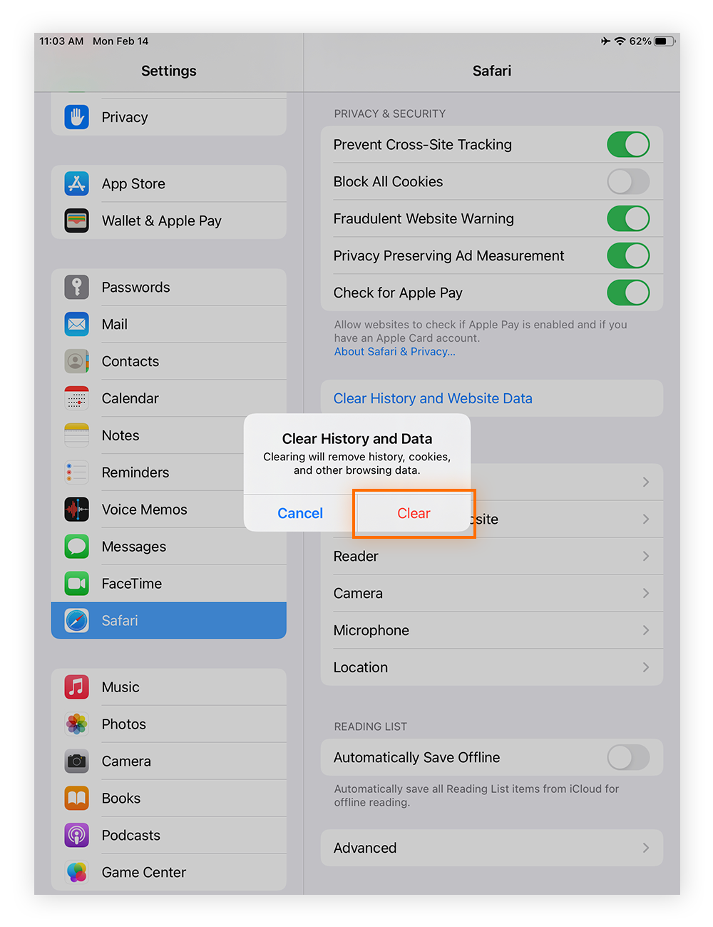 Comment vider le cache et effacer les cookies sur iPad