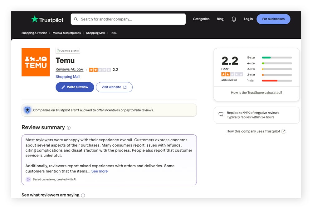 Temu : digne de confiance ou escroquerie